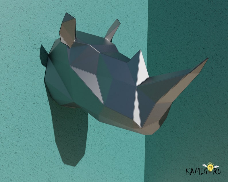 Rhinoceros Papercraft 3D Rhino Wall Art Low Poly Rhino DIY Template ...