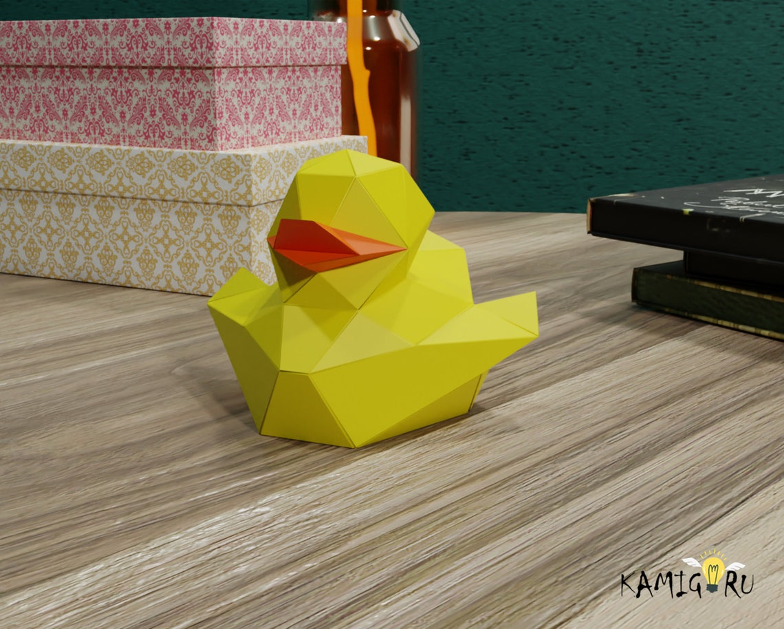 Paper DUCK Pdf DIY, Papercraft Duck, 3d Paper Duck, Low Poly Sculpture ...