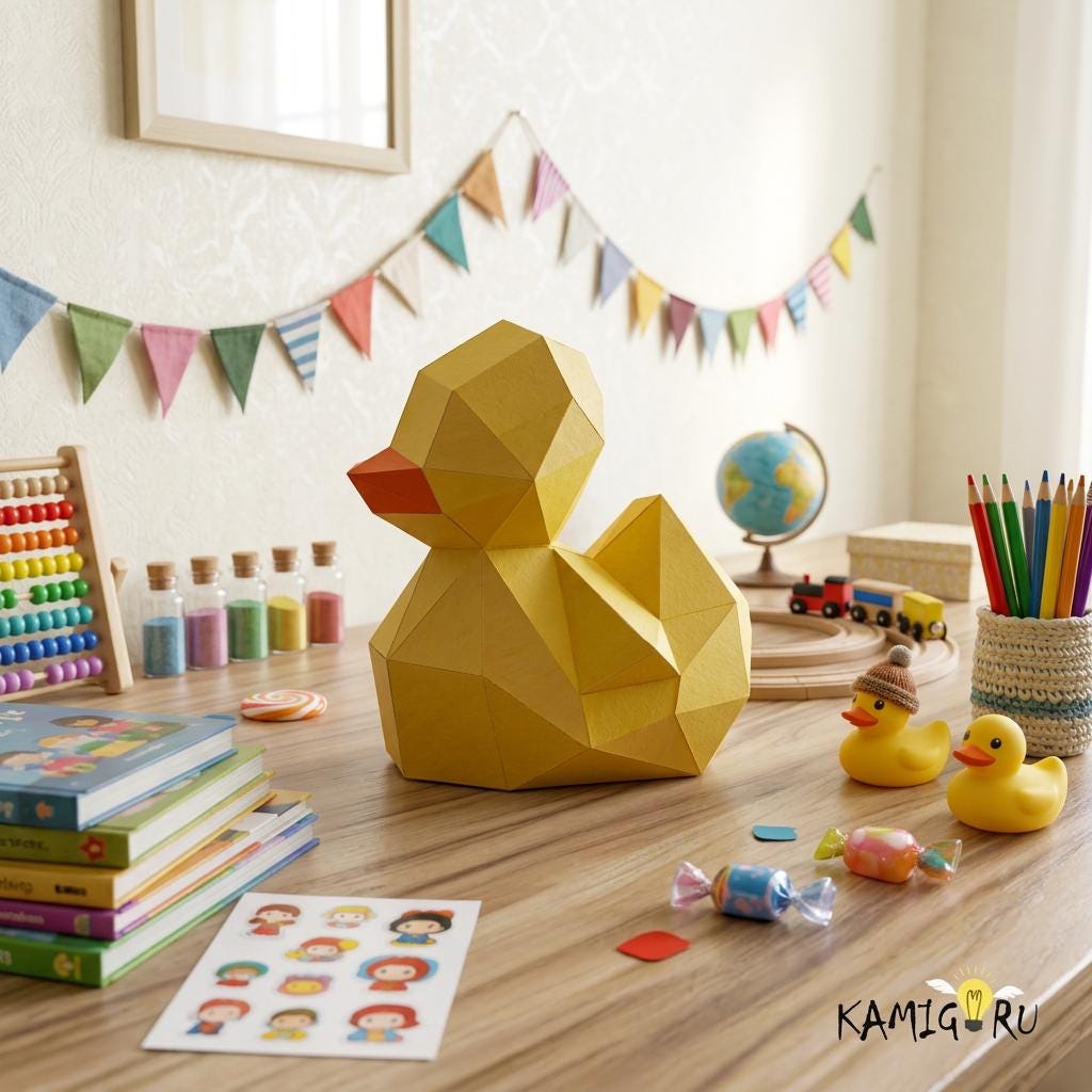 3d Paper DUCK - Pdf DIY, Papercraft Duck, 3d Paper Duck, Low Poly ...