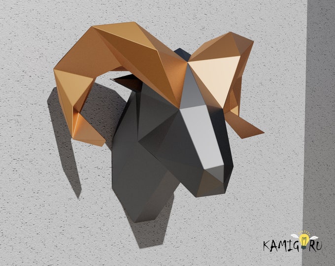 Ram Head Trophy - 3D Papercraft Model. Downloadable DIY Template - Etsy ...