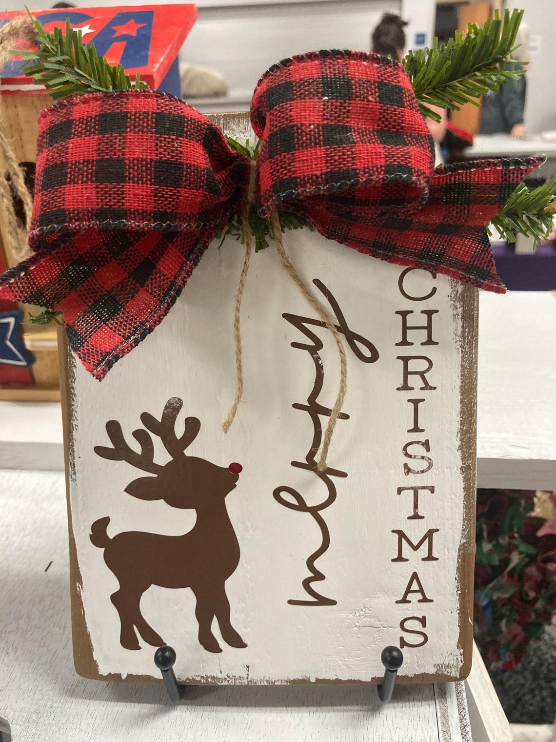 Handcrafted Rudolph Christmas Sign: Red Nosed Reindeer Decor - Etsy