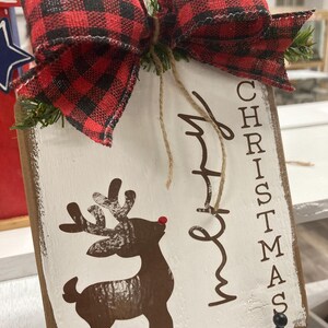 Handcrafted Rudolph Christmas Sign: Red Nosed Reindeer Decor - Etsy