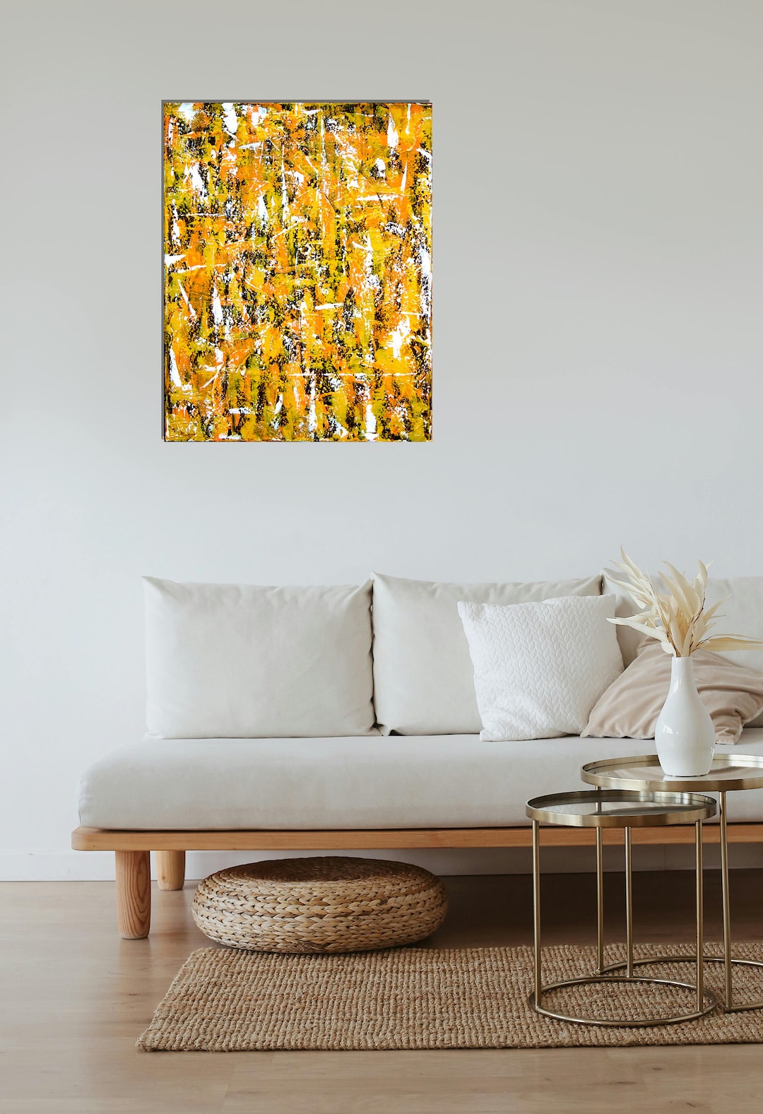 Abstract Yellow Painting Modern Art Acrylic Paintings on Canvas Wall ...