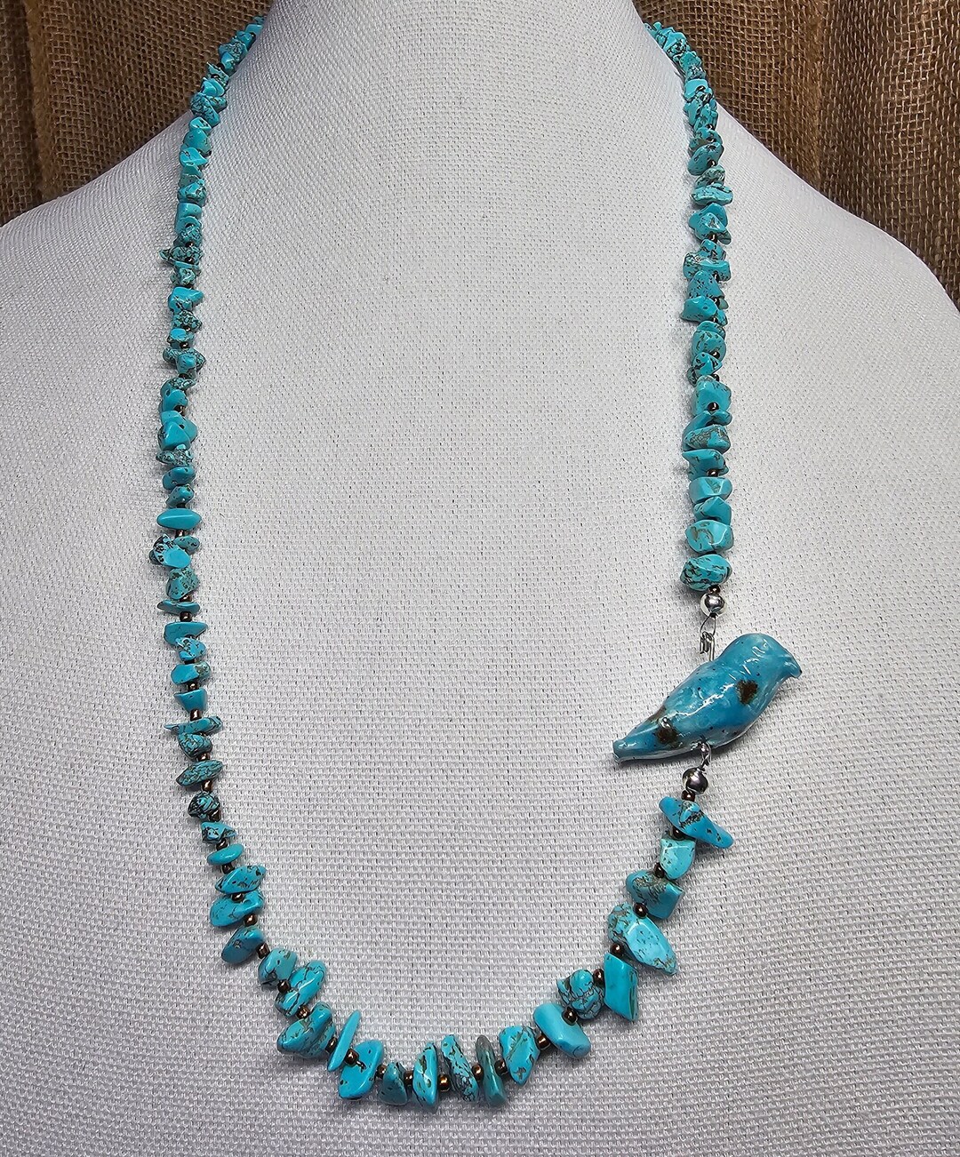 Ceramic Blue Bird Necklace, Bird Necklace, Turquoise Colored Howlite ...
