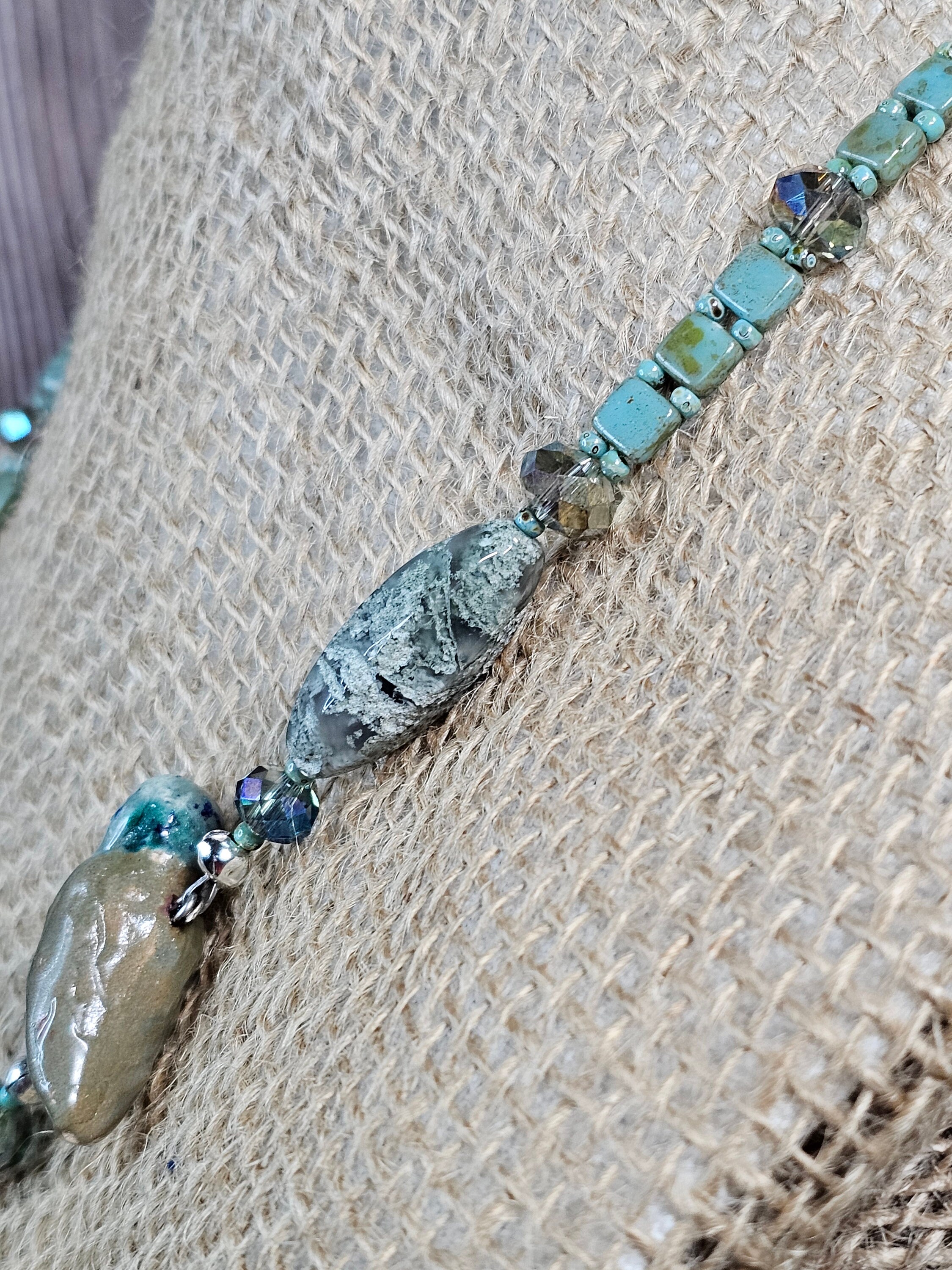 Ceramic Bird Pendant Necklace, Moss Agate, Aventurine, Hand Pinned - Etsy