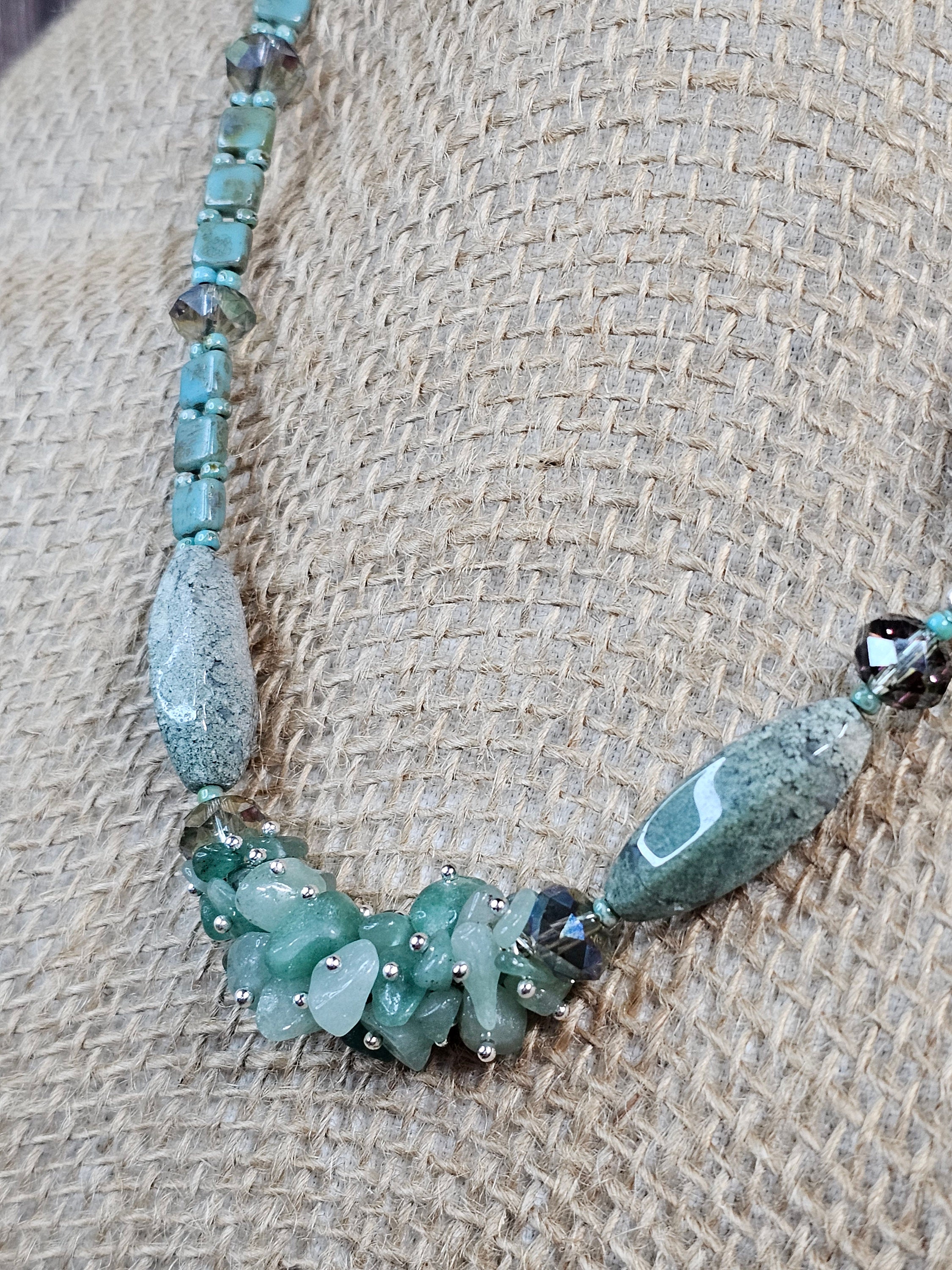 Ceramic Bird Pendant Necklace, Moss Agate, Aventurine, Hand Pinned - Etsy