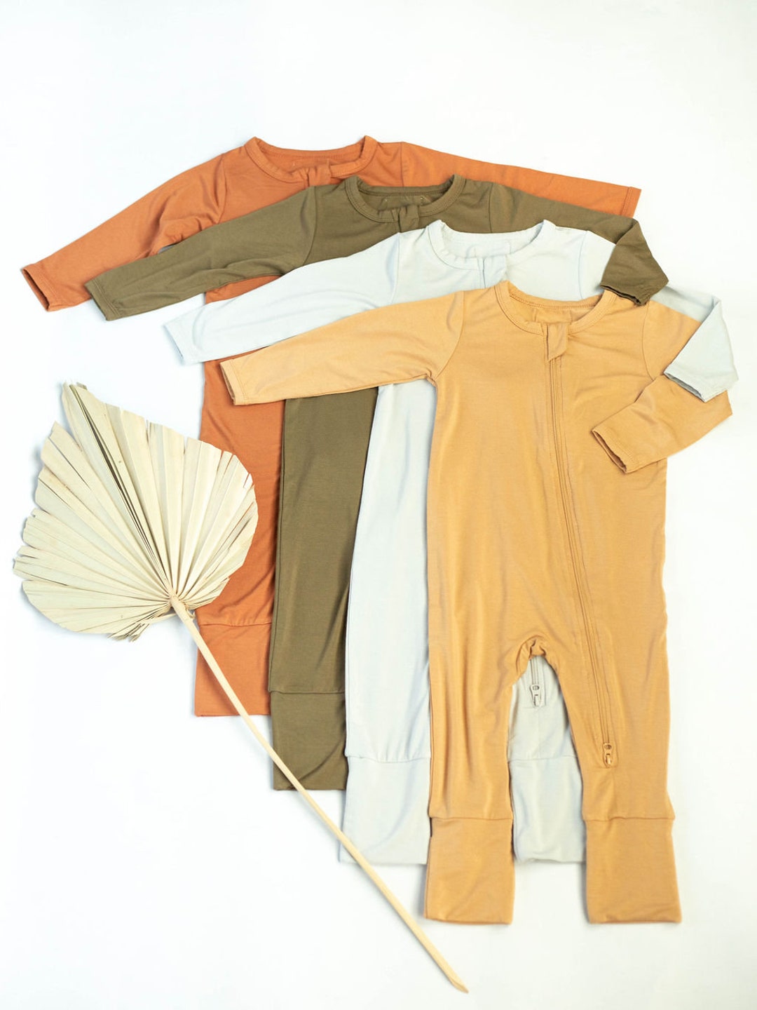 Bamboo Rompers With Double Way Zipper, Convertible Footie to Romper ...