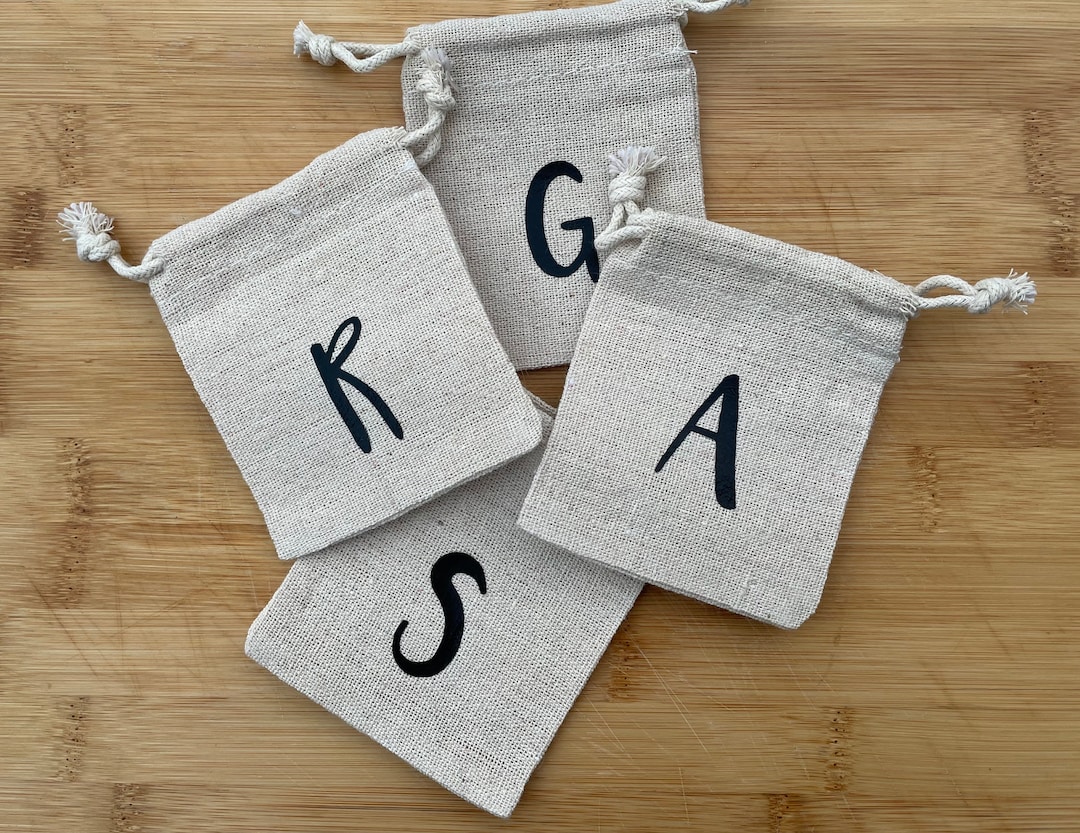 Personalised Initial Cotton Drawstring Bag - Etsy UK
