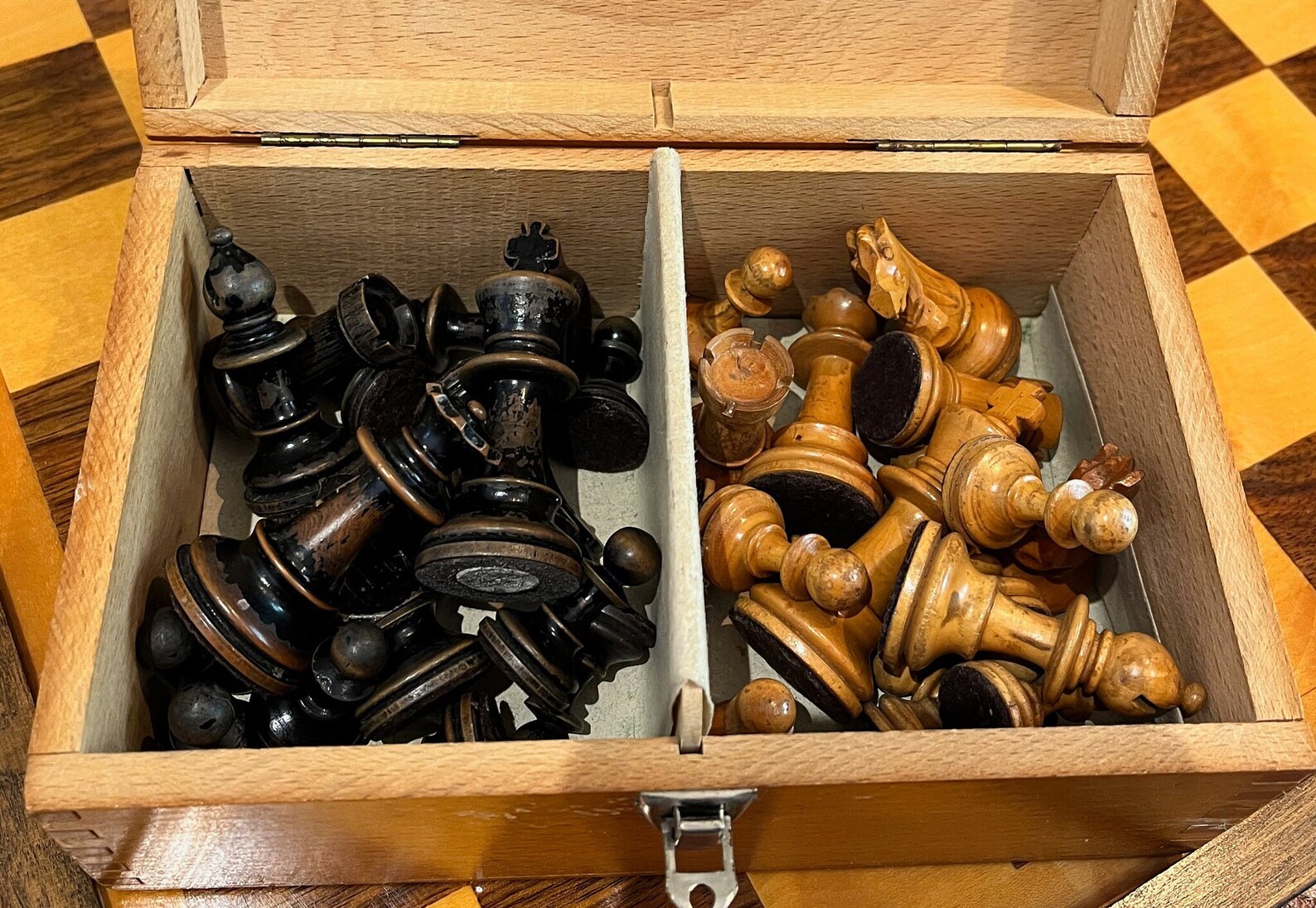 Staunton Small Chess Set With Inlaid Board C1900 - Etsy