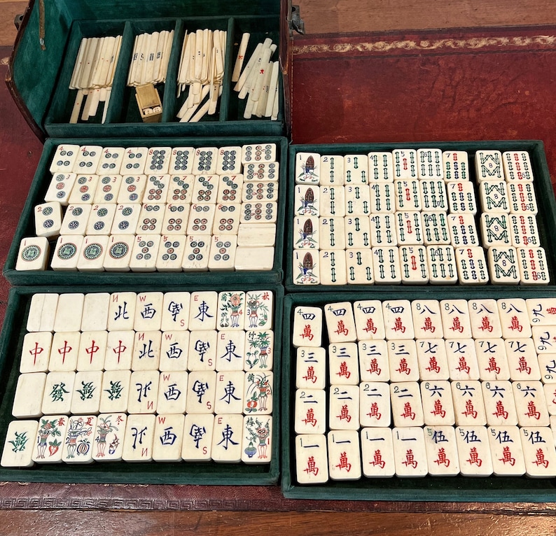 Vintage Mah-jong Set, Bone and Bamboo C1920, Leather Case - Etsy