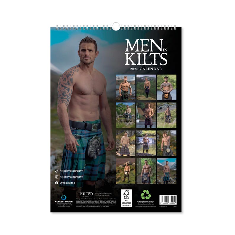 Men in Kilts 2026 Calendar Bundle – A3 & A4 Scottish Highland Hunks ...