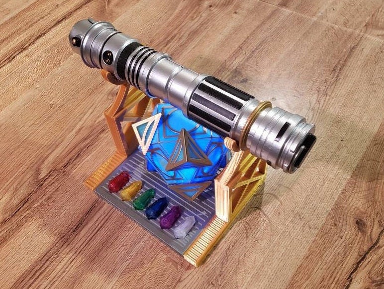 3D Print Files- Modular Lightsaber Stand - Offset High Arm Kyber ...