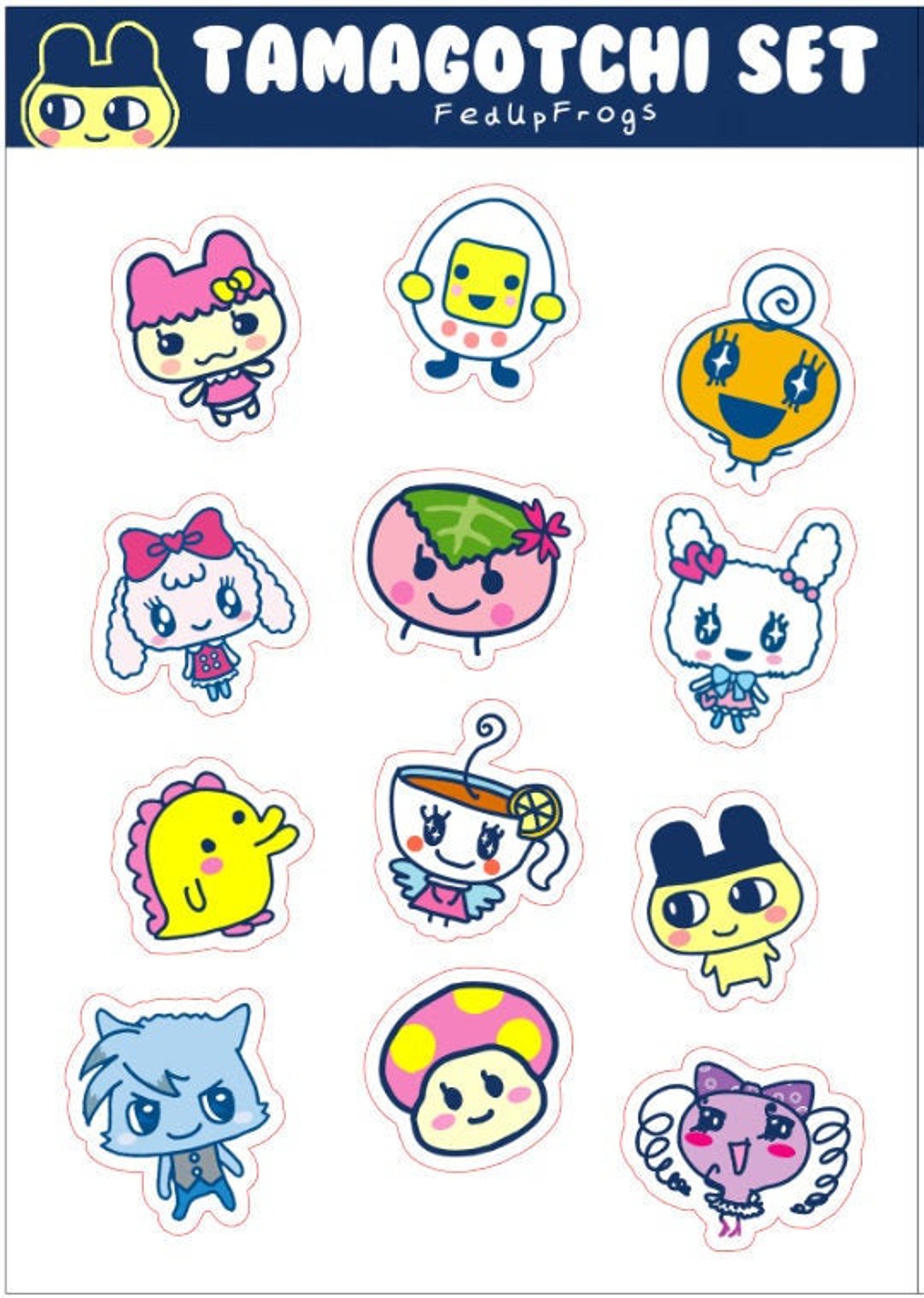 Tamagotchi Sticker Set Varios Personajes Tama Gen 1 Gen 2 | Etsy