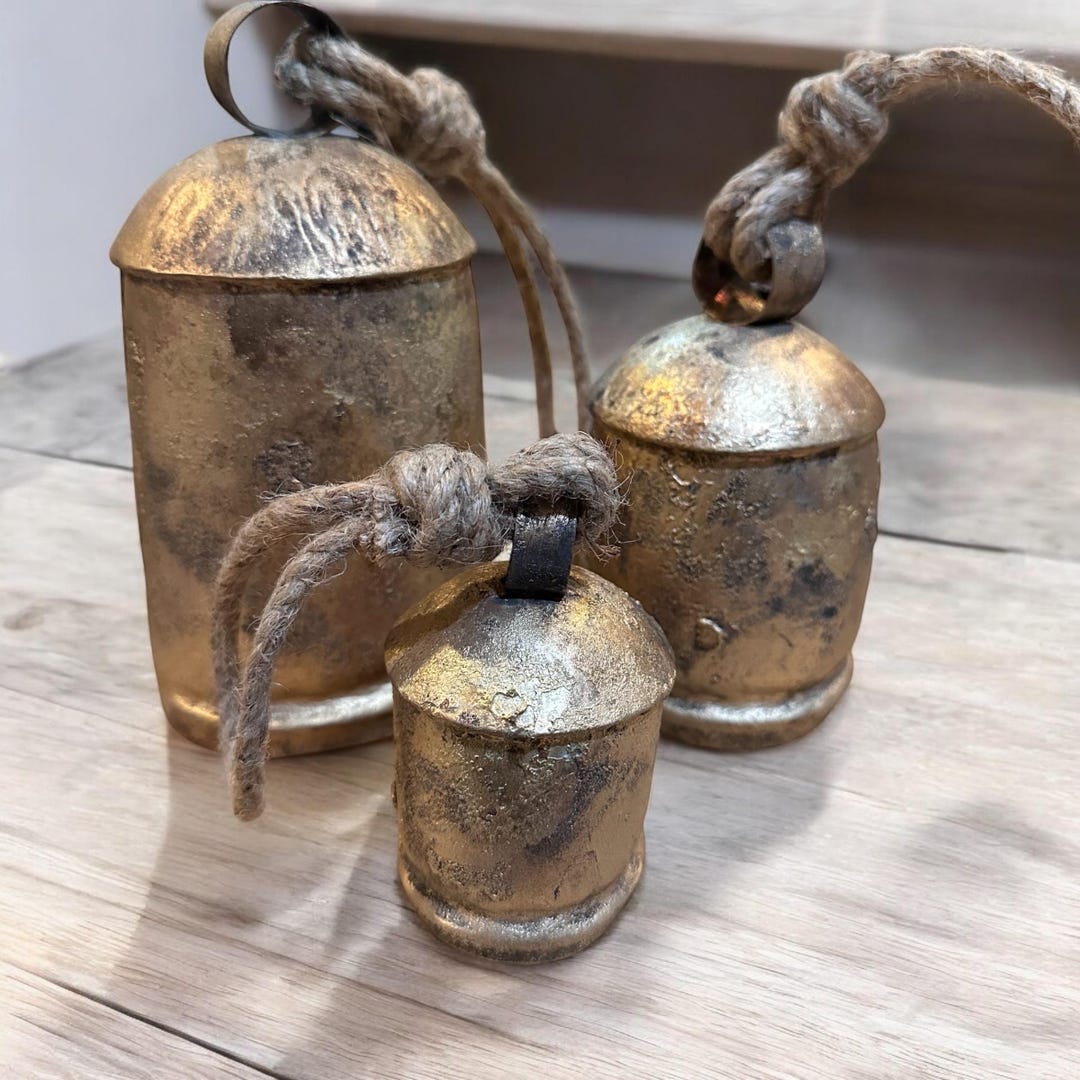 Set of 3 Vintage Iron Tin Noah Bells, or Know as Cow Bells, From India ...