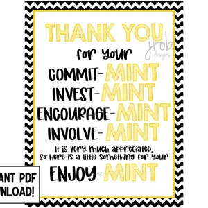 Thank You Mint Printable - Etsy