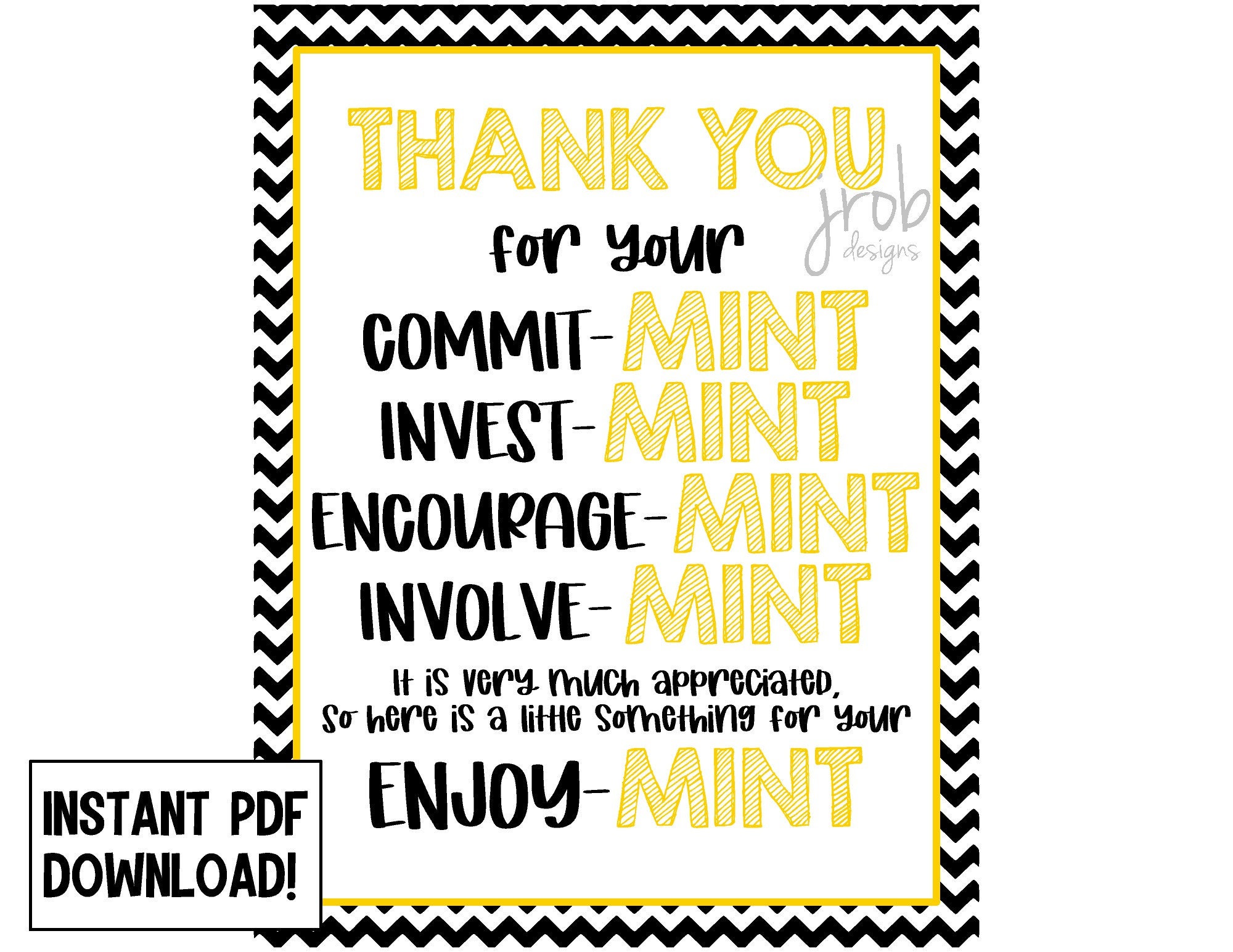 Thank You Mint Printable - Etsy