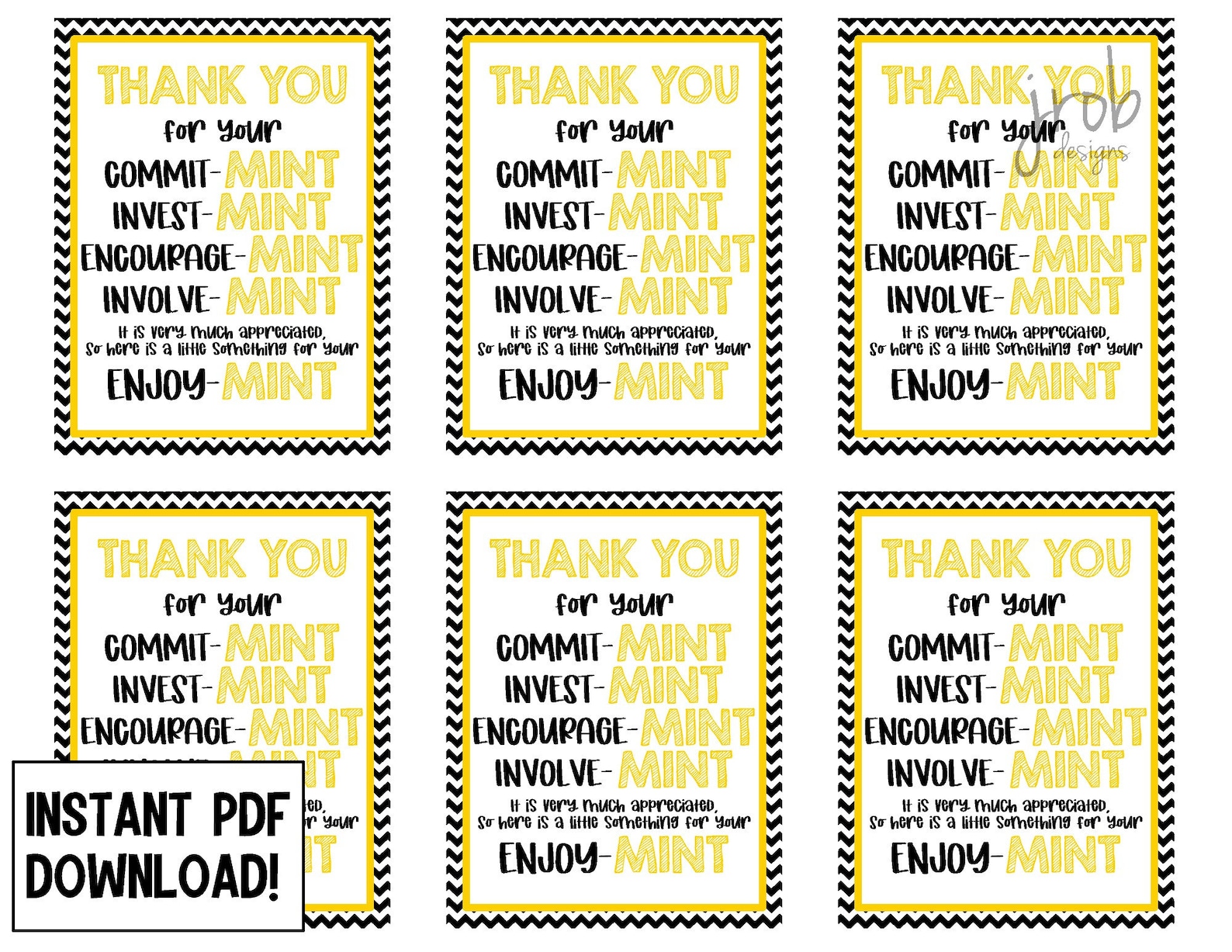 Thank You Mint Printable - Etsy