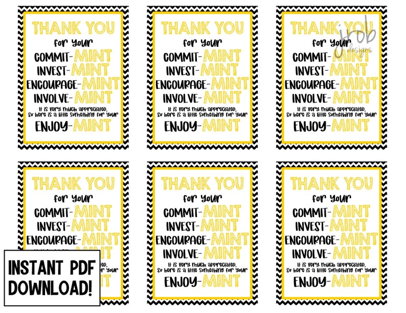 Thank You Mint Printable - Etsy