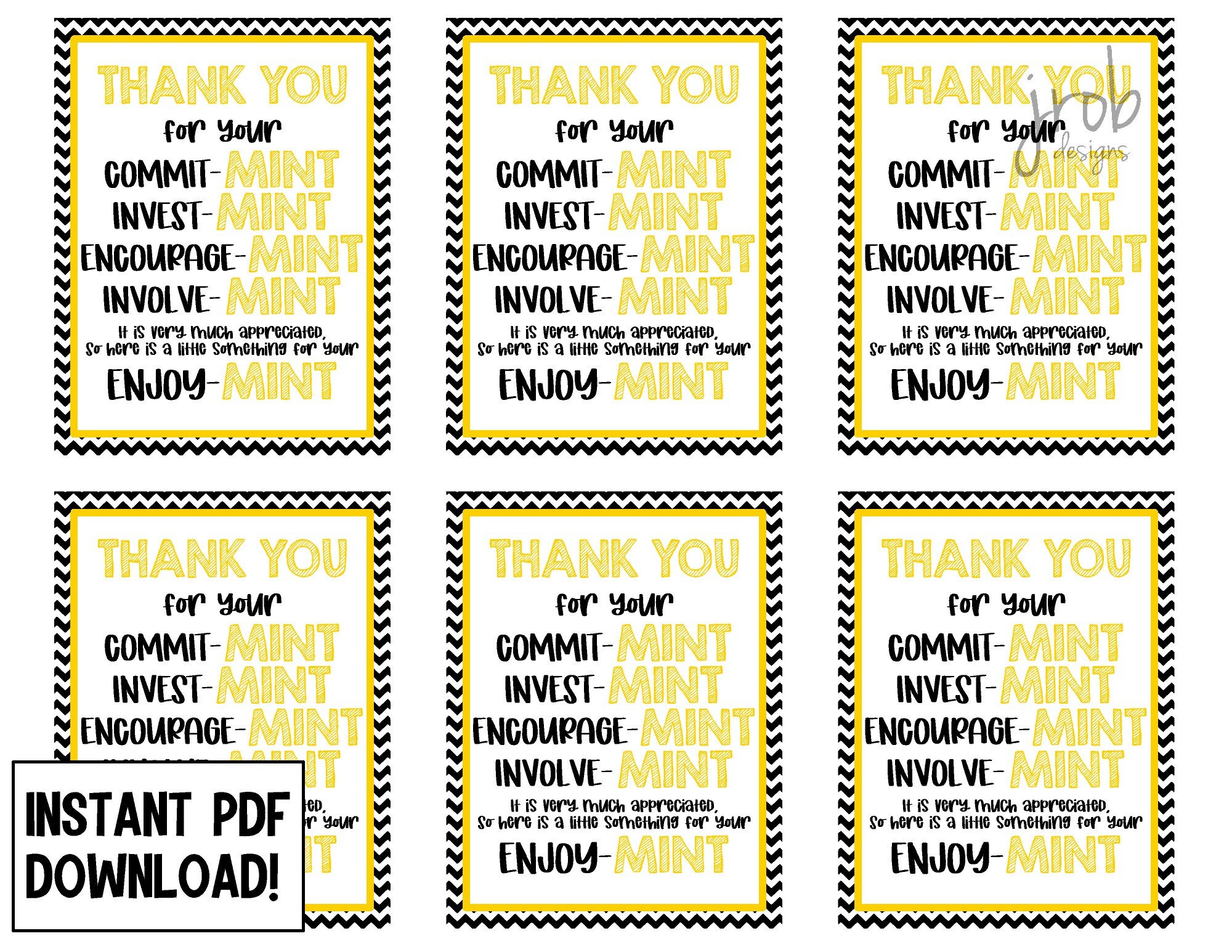 Thank You Mint Printable - Etsy