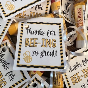 Bee Appreciation Printable: 'thanks for BEE-ING so Great!' (PDF) - Etsy