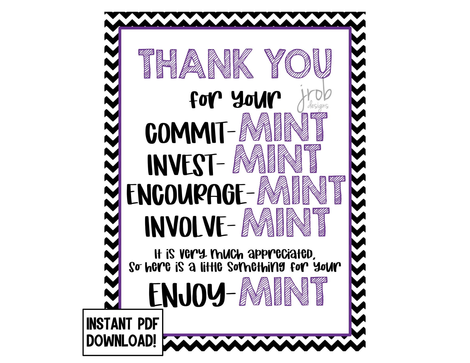 Thank You Mint Printable - Etsy