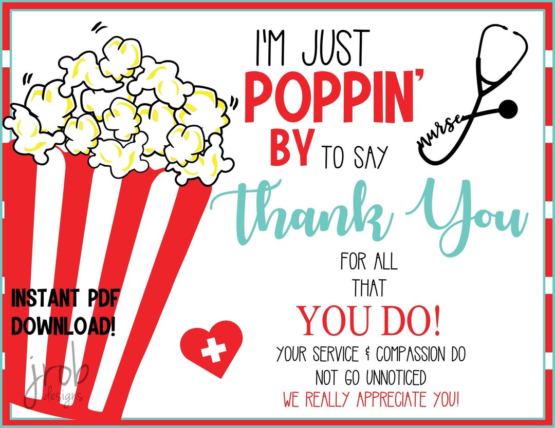 Nurse Appreciation Popcorn Printable - Etsy