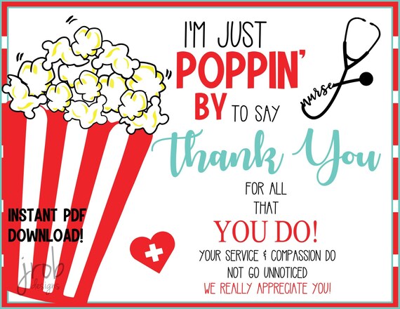 Nurse Appreciation Popcorn Printable - Etsy