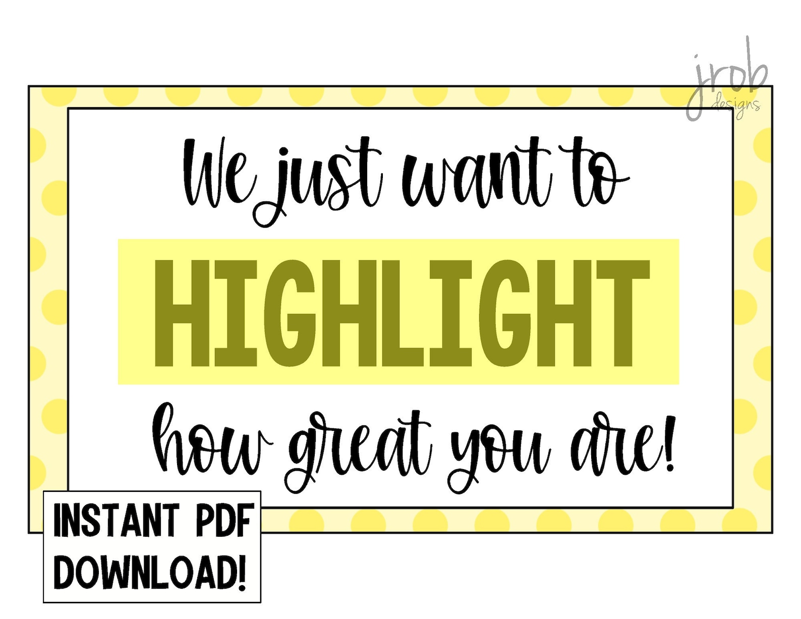 Highlighter Appreciation Printable - Etsy