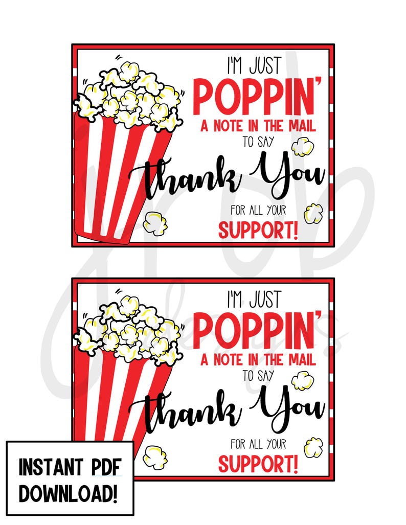 Thank You Popcorn Printable - Etsy