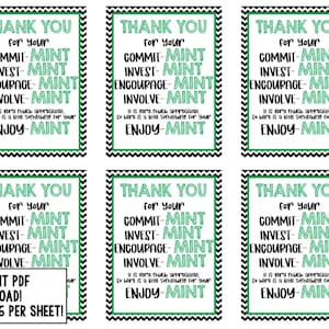 Thank You Mint Printable - Etsy