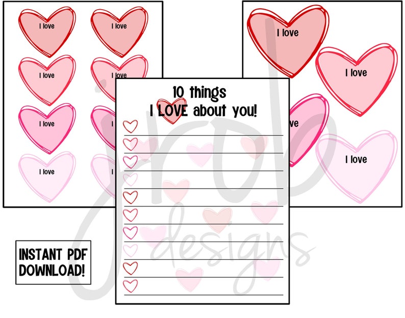 Valentine's Heart Printables - Etsy