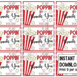 Thank You Popcorn Printable - Etsy
