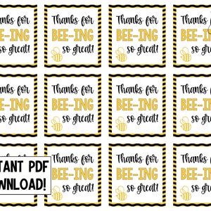 Thanks for BEE-ING so Great! Printable - Etsy