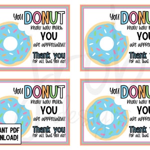 Donut Appreciation Printable - Etsy