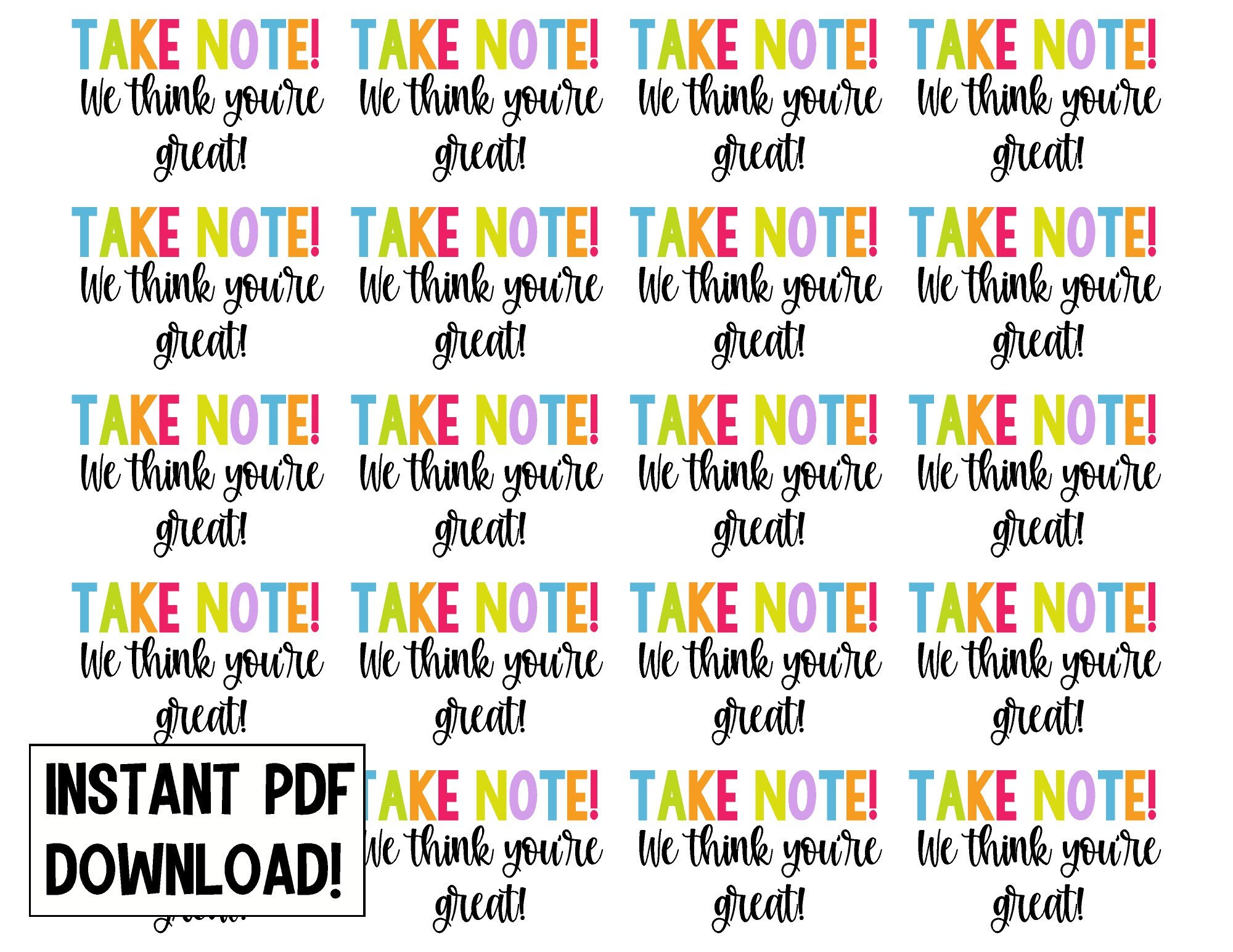 Note Appreciation Printable - Etsy