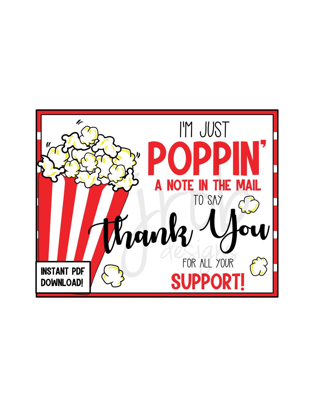 Thank You Popcorn Printable - Etsy