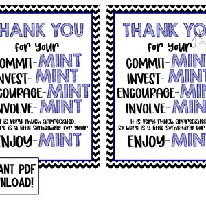 Thank You Mint Printable - Etsy