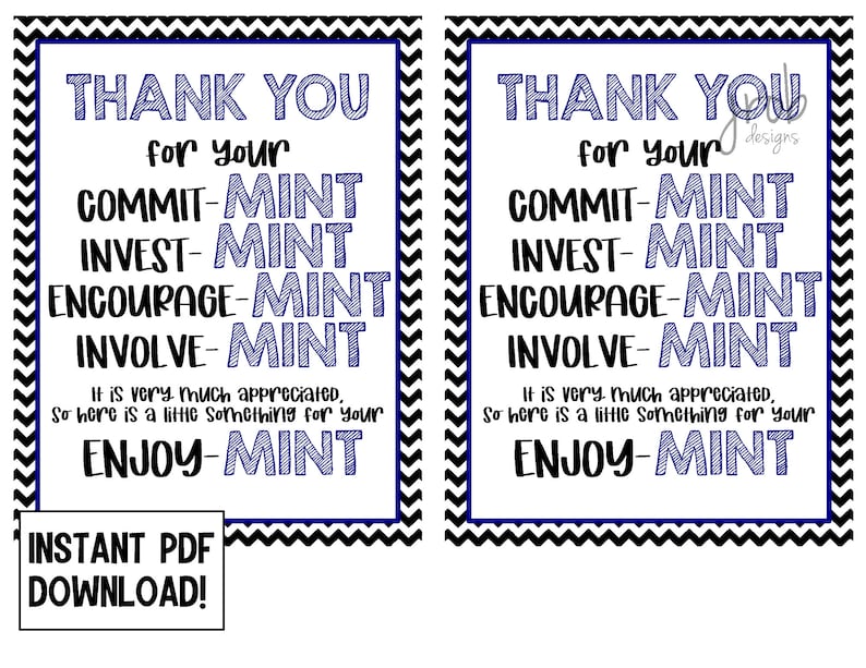 Thank You Mint Printable - Etsy