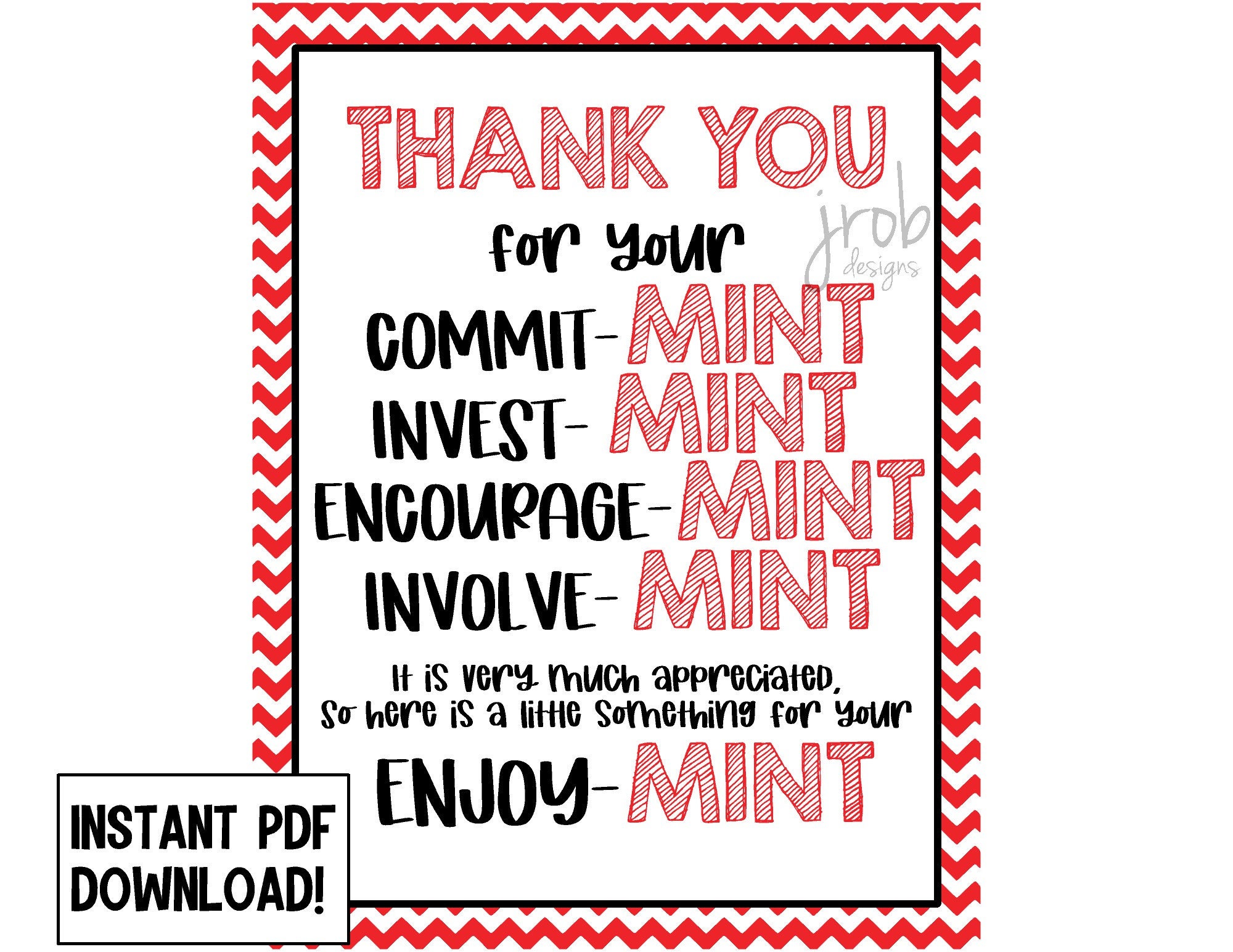 Thank You Mint Printable - Etsy