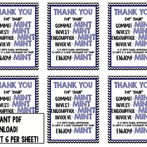 Thank You Mint Printable - Etsy
