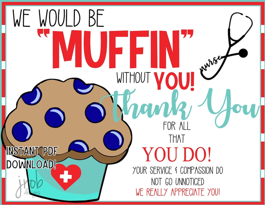 Nurse Appreciation Muffin Printable - Etsy