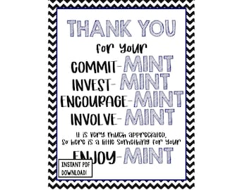 Thank You Mint Printable - Etsy