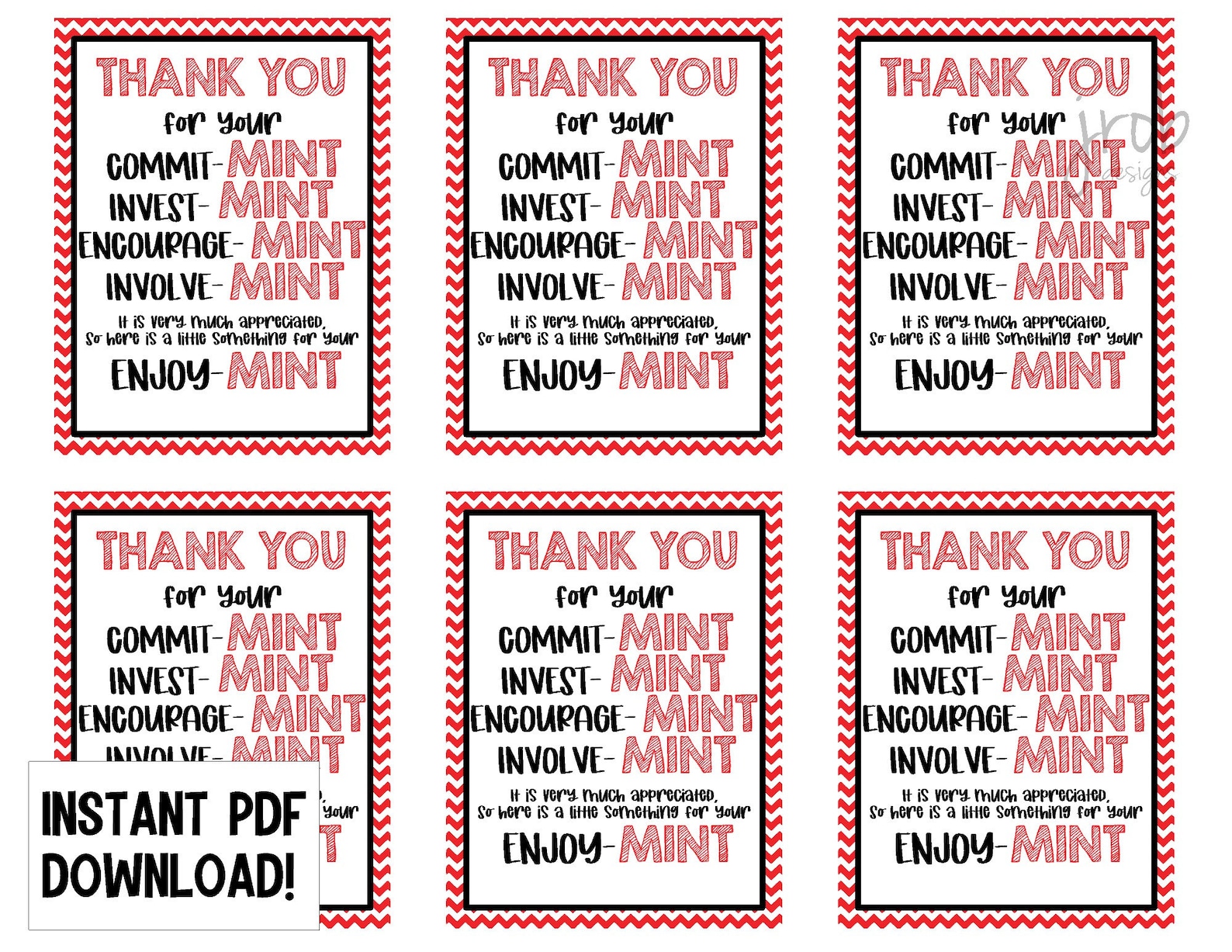 Thank You Mint Printable - Etsy