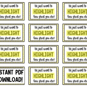 Highlighter Appreciation Printable - Etsy