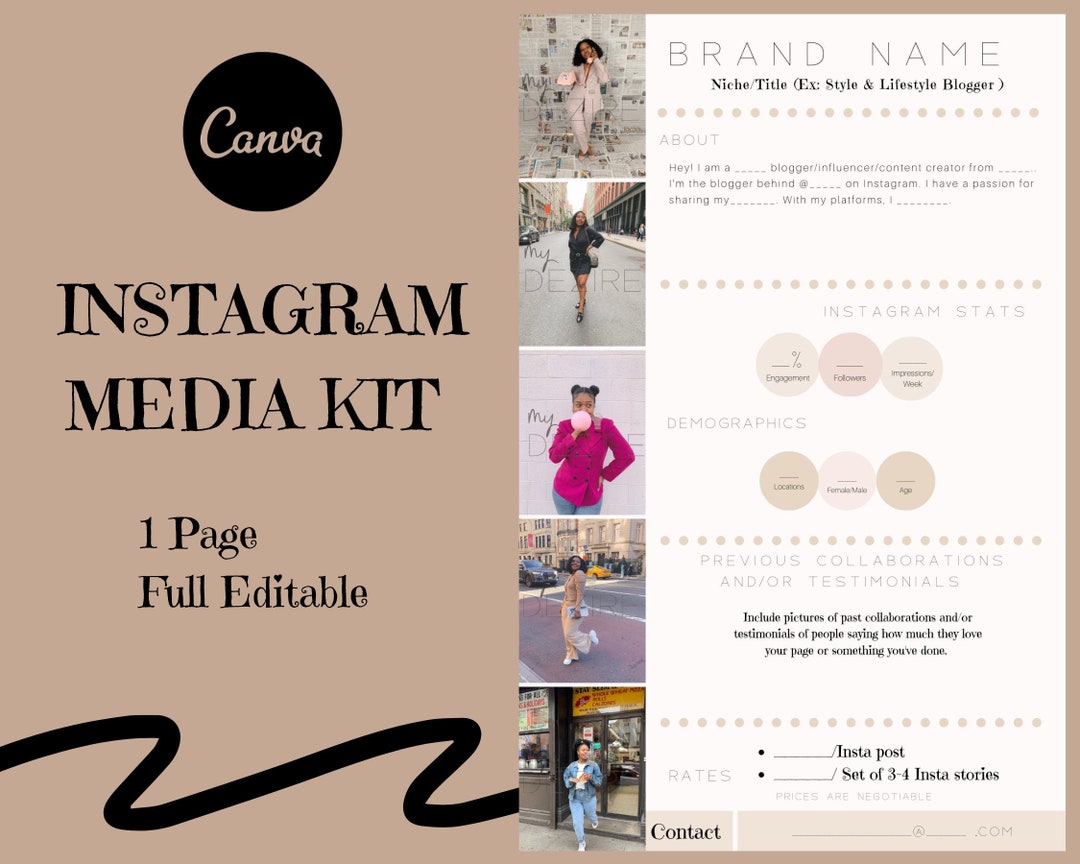 Instagram Media Kit Template - Etsy