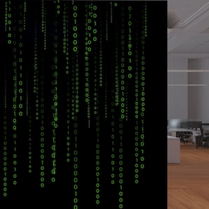Binary Code Wall Decal, Technology Vinyl Wall Art Decals, Gamer Room ...