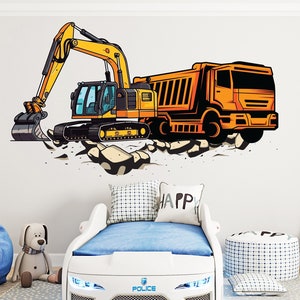 Construction Excavator Wall Decal Heavy Construction Wall Sticker ...