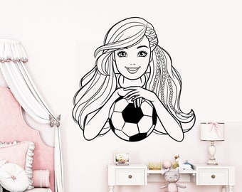 Custom Name Girls Soccer Player Wall Decal With Personalized Name and ...