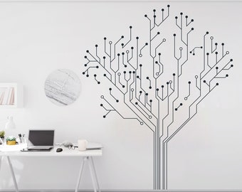 Circuit Board Wall Decal, Technology Vinyl Wall Art Decals, Gamer Room ...