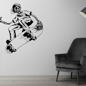 Skateboard Skeleton Skull Skateboard Wall Decal Skateboard Wall Decor ...
